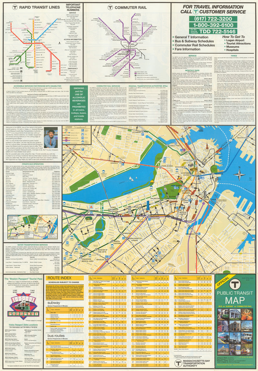 MBTA System Route Map 1992 (Side B) – Boston In Transit