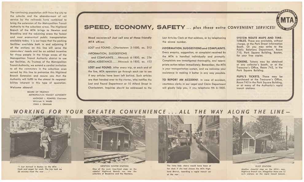 MTA Highland Branch Advertisement Circa 1959 – Boston In Transit