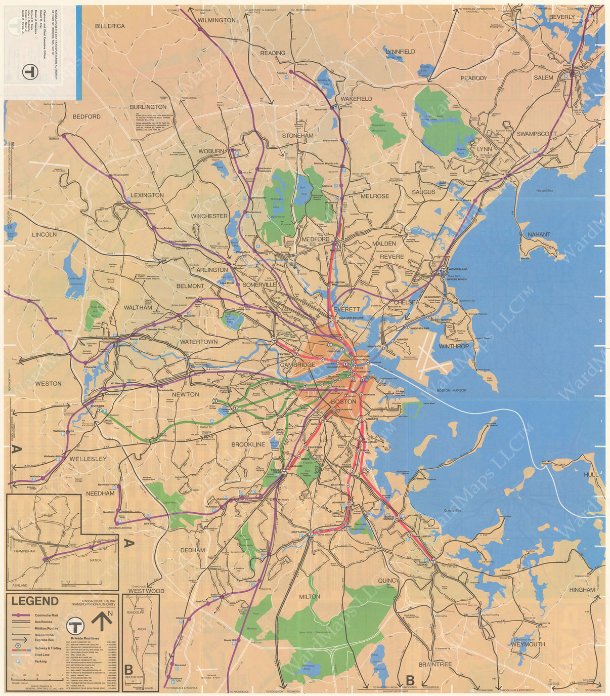 MBTA System Route Map 1976 Summer (Side A) – Boston In Transit